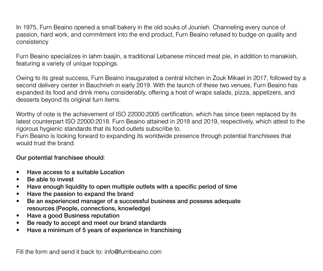 Furn Beaino - Franchise